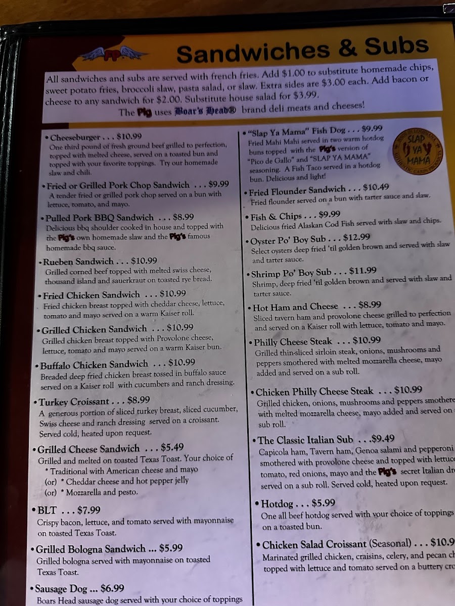 Flying Pig Food & Spirits Menu: Savor BBQ, Wings & More!